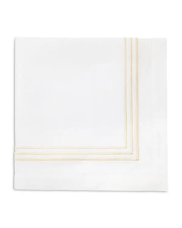 PRATESI Tre Righe Dinner Napkins, Set Of 4 - White/beige