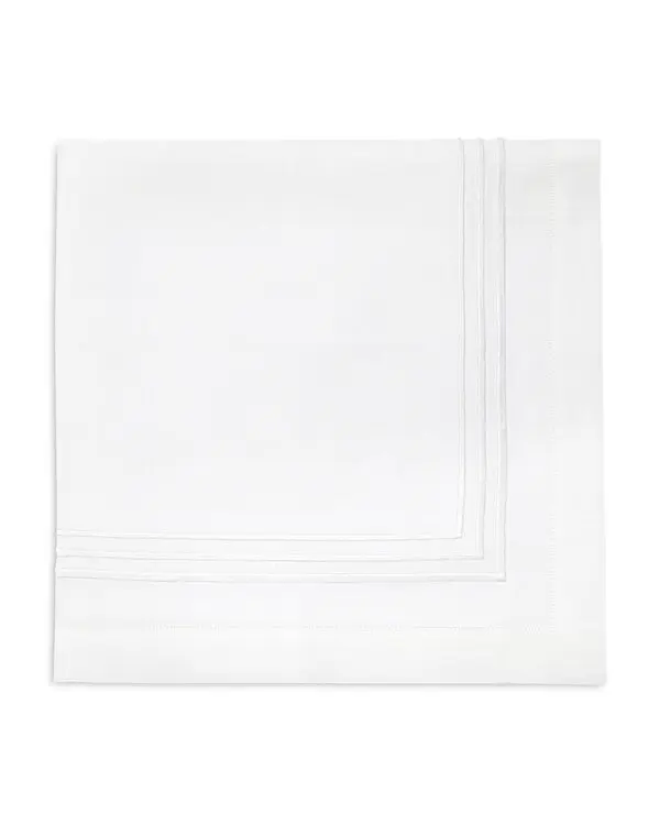 PRATESI Tre Righe Dinner Napkins, Set Of 4 - White/white