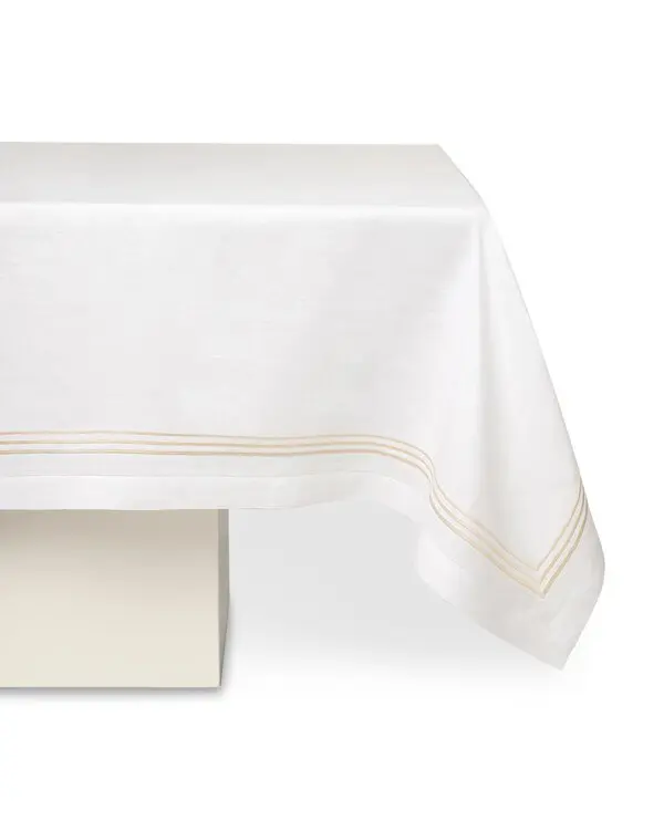 PRATESI Tre Righe Oblong Tablecloth, 70 X 126 - White/beige