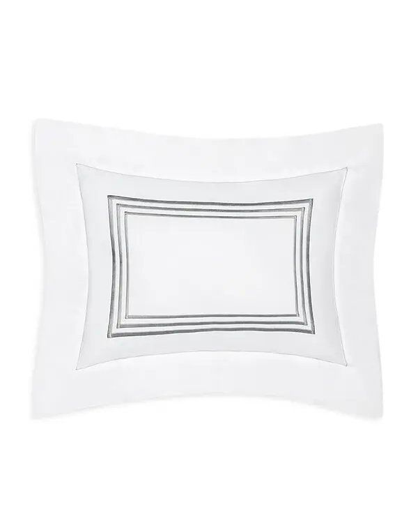PRATESI Tre Righe Boudoir Sham - White/charcoal