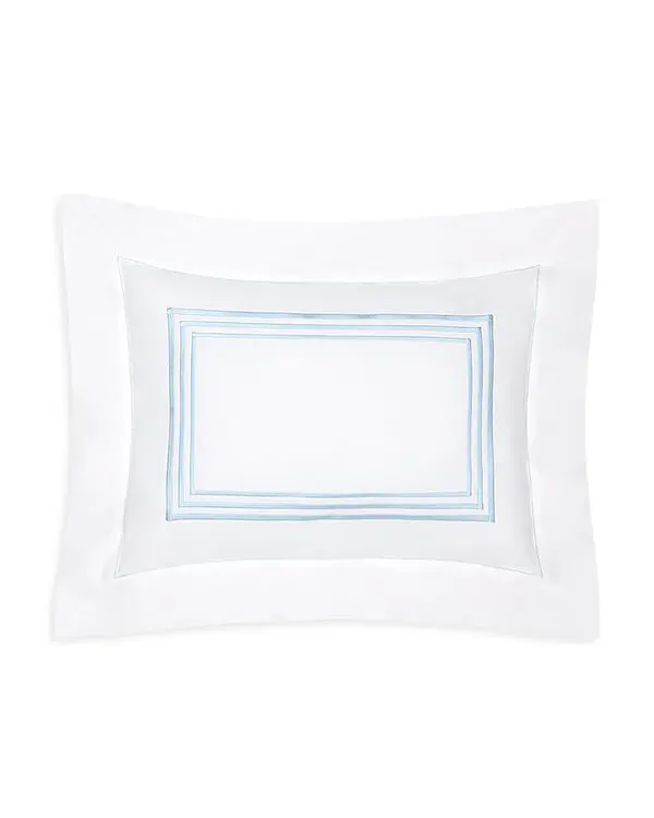PRATESI Tre Righe Boudoir Sham - White/light Blue