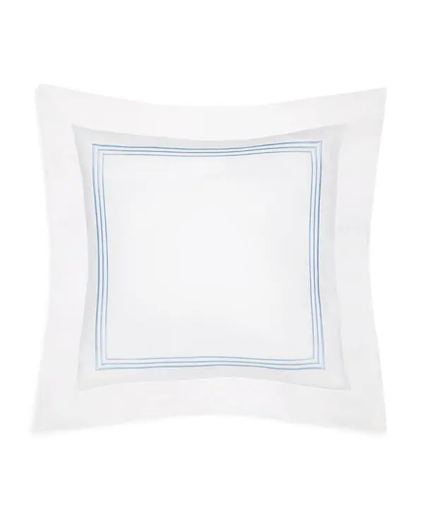 PRATESI Tre Righe Continental Euro Sham - White/light Blue