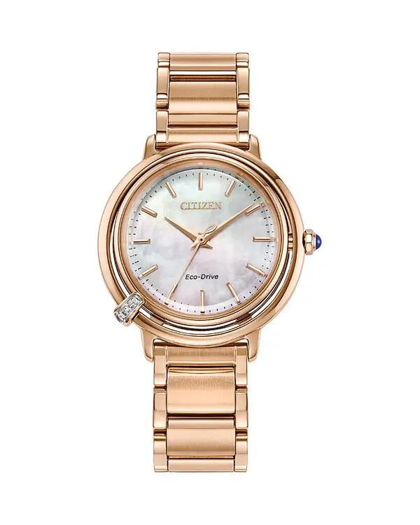 Citizen Eco Drive Classic Arcly Watch 31mm - White/rose Gold