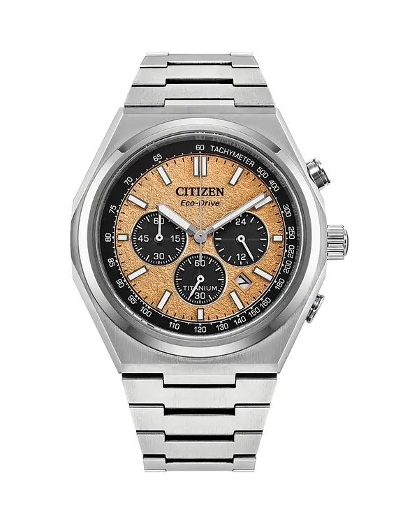 Citizen Eco Drive Sport Luxury Forza Chronograph, 43mm - Salmon/silver