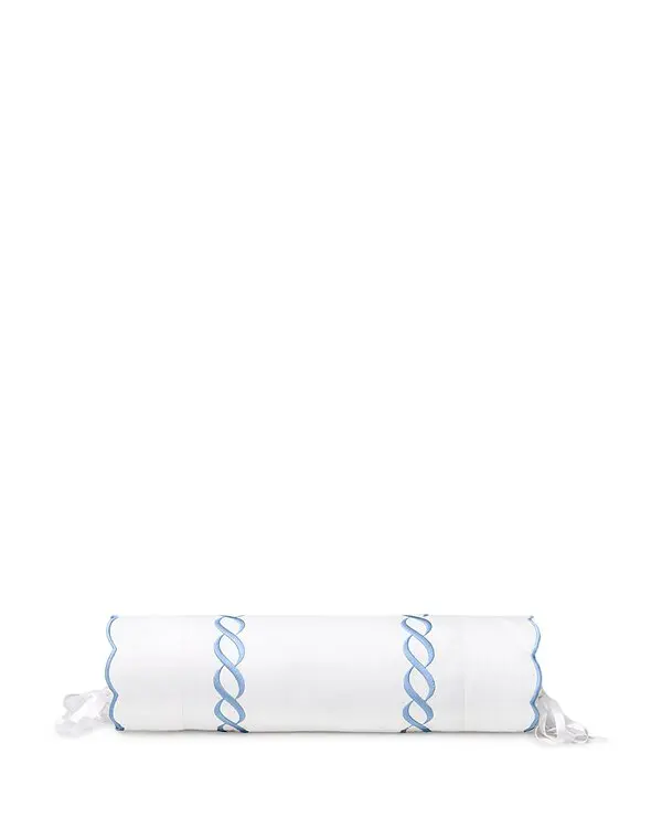 PRATESI Treccia Neckroll Sham - White/medium Blue