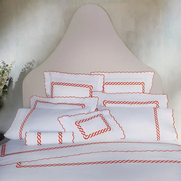 PRATESI Treccia Continental Euro Sham - White/orange