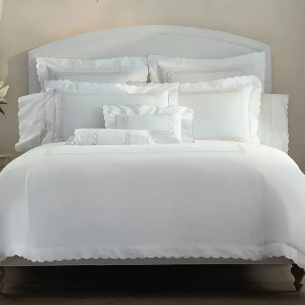 PRATESI Treccia Duvet Cover, Twin - White/beige