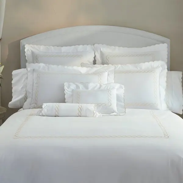 PRATESI Treccia Duvet Cover, Full Queen - White/beige