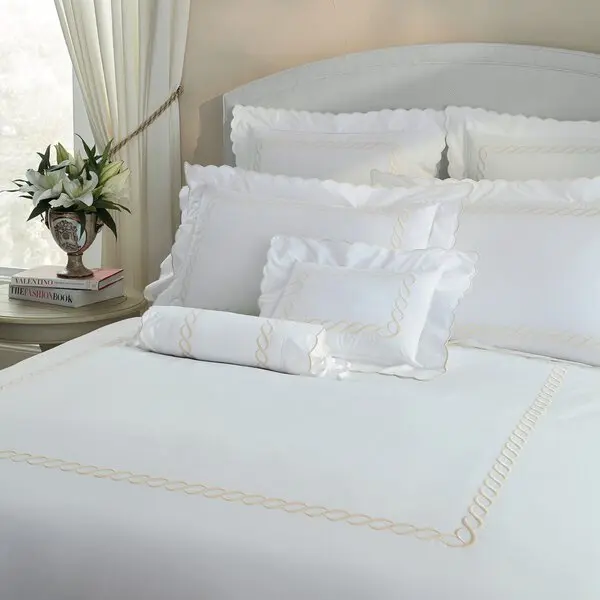 PRATESI Treccia Duvet Cover, Full Queen - White/beige