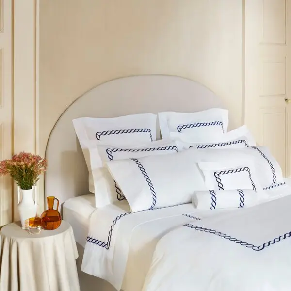 PRATESI Treccia Moderno Duvet Cover, Full/queen - White/navy
