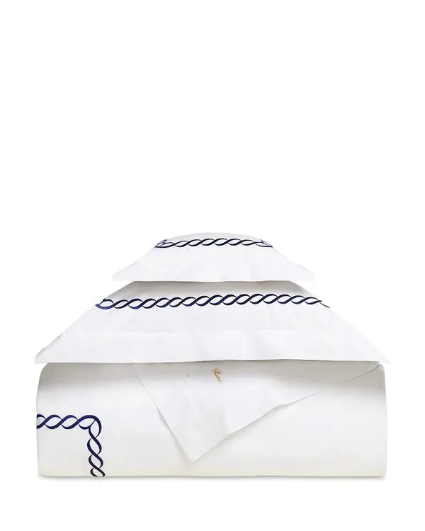 PRATESI Treccia Moderno Duvet Cover, Full/queen - White/navy