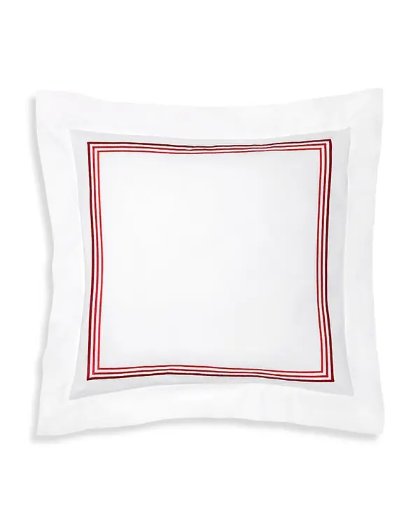 PRATESI Tre Righe Ombre Continental Euro Sham - White/scarlet