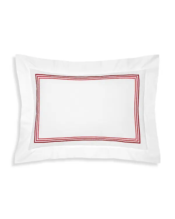 PRATESI Tre Righe Ombre Queen Sham - White/scarlet