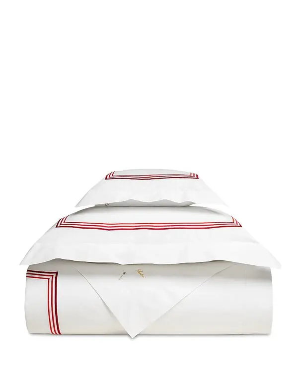 PRATESI Tre Righe Ombre Duvet Cover, Twin - White/scarlet