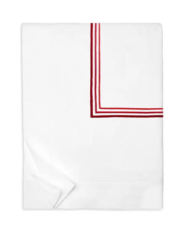 PRATESI Tre Righe Ombre Duvet Cover, Twin - White/scarlet