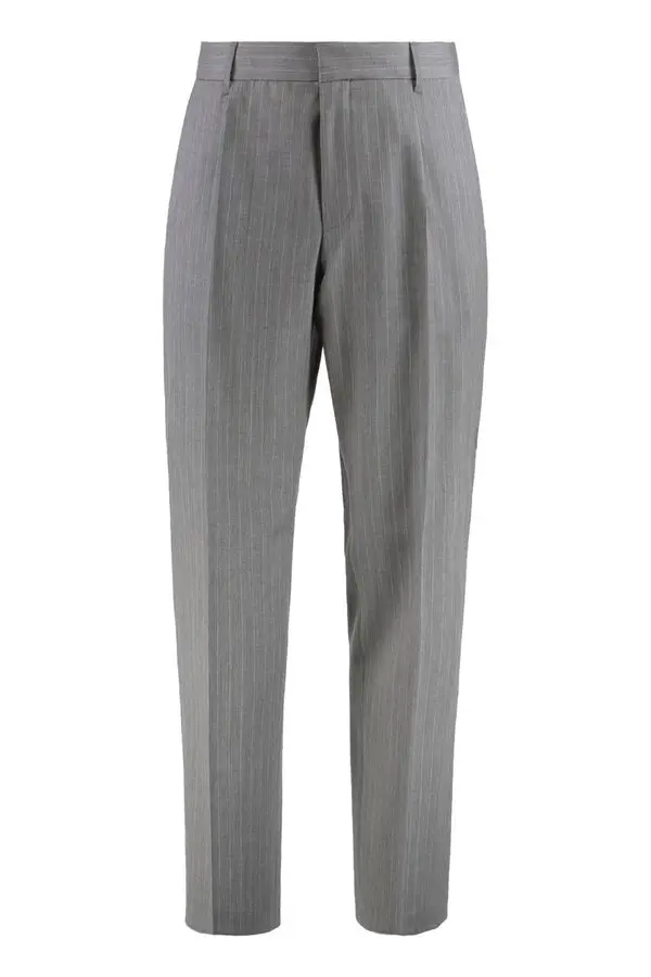 BOSS Virgin Wool Trousers - Grey