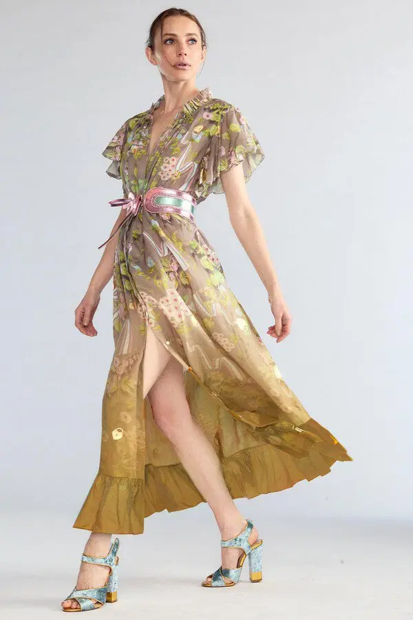 Dawn Floral Maxi Dress - Metallic