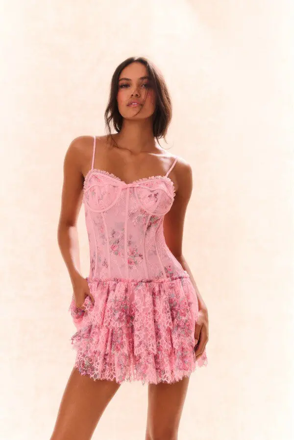 chinese dress ladies Lace Cami Ruffle Mini Dress main image 0