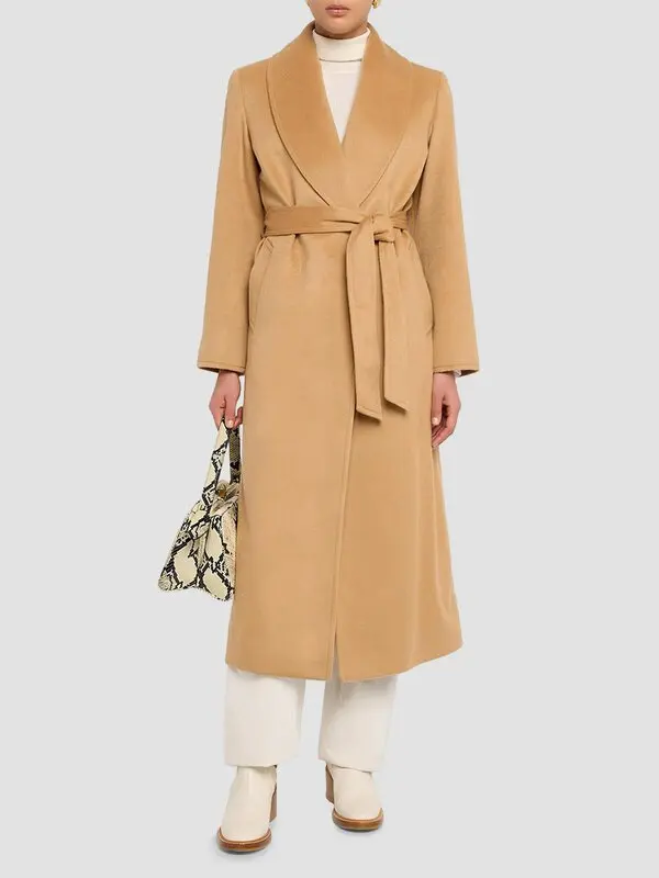 Sofia Cashmere Cashmere Shawl-collar Coat - Camel