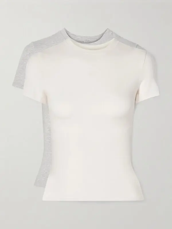 SKIMS Set Of Two Stretch-cotton Jersey T-shirts - Gray