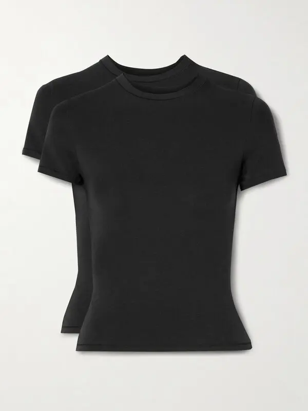 SKIMS Set Of Two Stretch-cotton Jersey T-shirts - Black