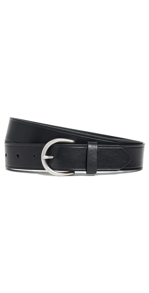 Madewell Medium Leather Belt - Black And Silver