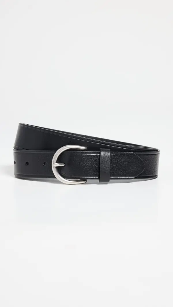 Madewell Medium Leather Belt - Black And Silver