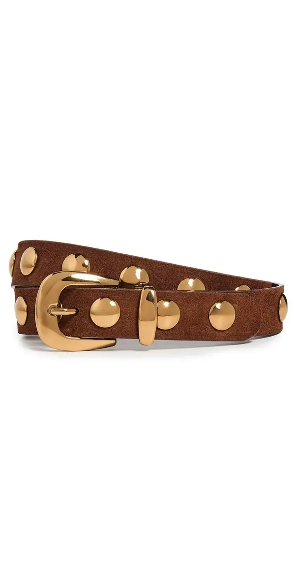 Madewell Studded Suede Belt - Soft Mahogany