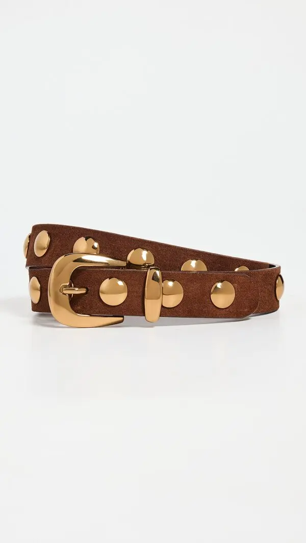 Madewell Studded Suede Western Belt - Soft Mahogany