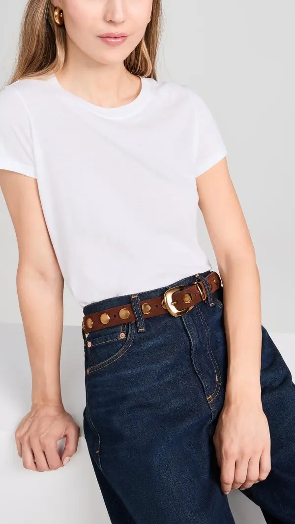 Madewell Studded Suede Western Belt - Soft Mahogany