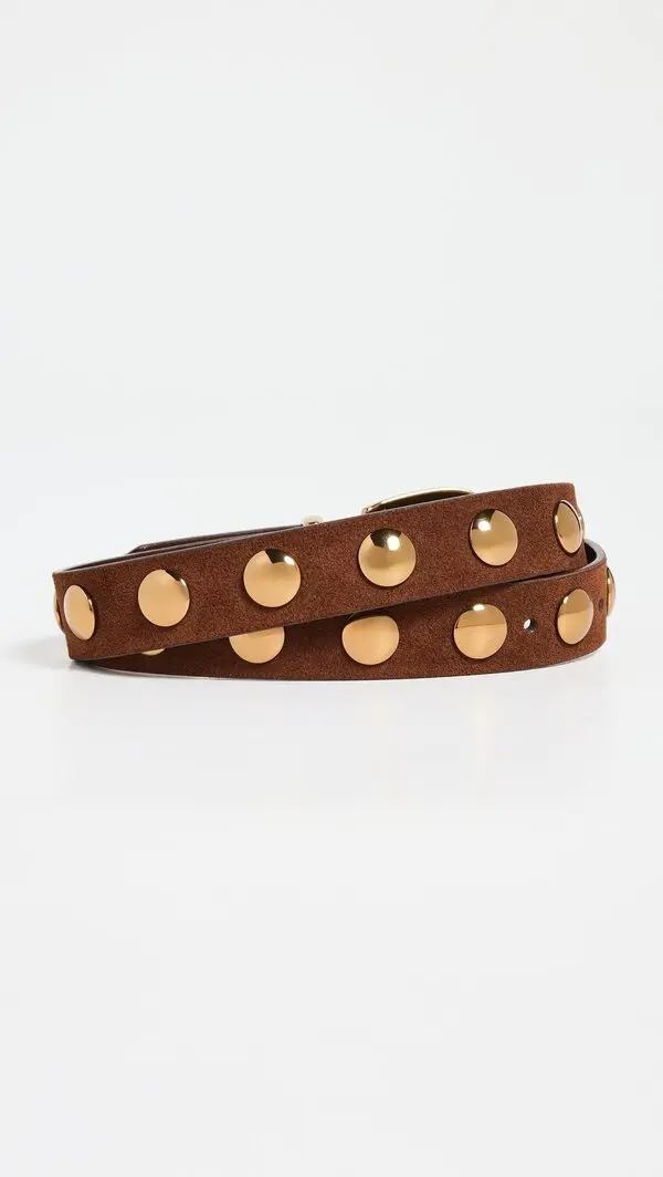 Madewell Studded Suede Western Belt - Soft Mahogany