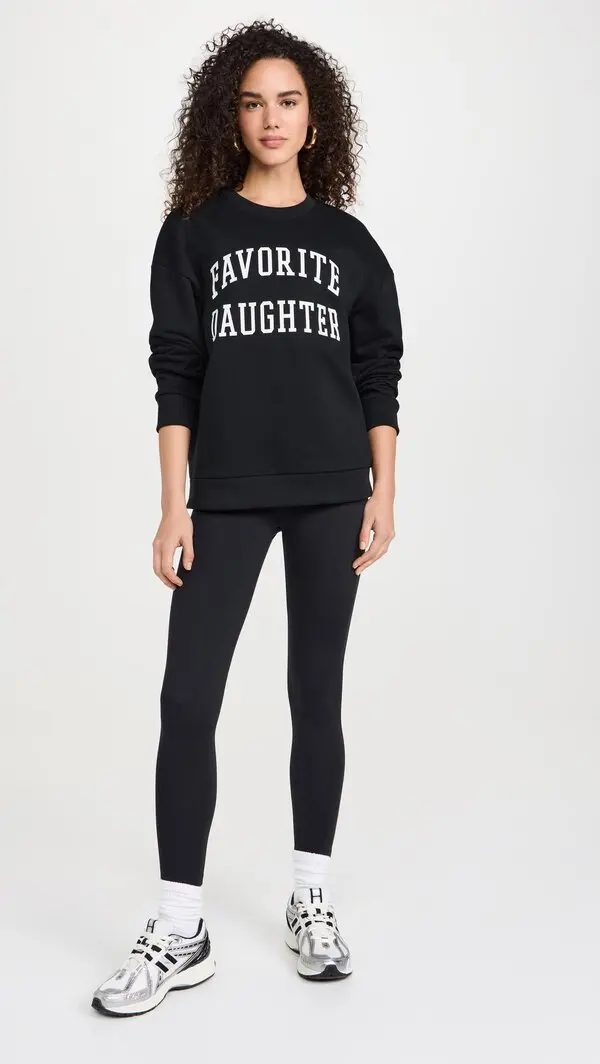 FAVORITE DAUGHTER Collegiate Fleece Sweatshirt - Black/white