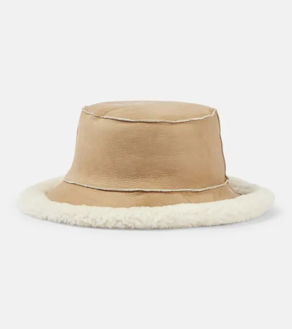 Brunello Cucinelli Reversible Shearling Bucket Hat - Brown