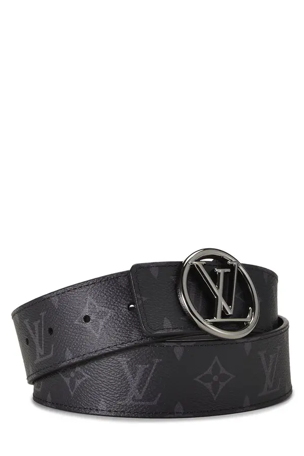 LOUIS VUITTON Monogram Eclipse Initiales Ceinture 85 - Black