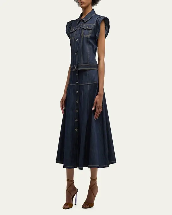 Cinq À Sept Veena Denim Midi Skirt - Indigo