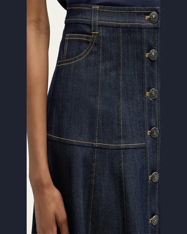 Cinq À Sept Veena Denim Midi Skirt - Indigo