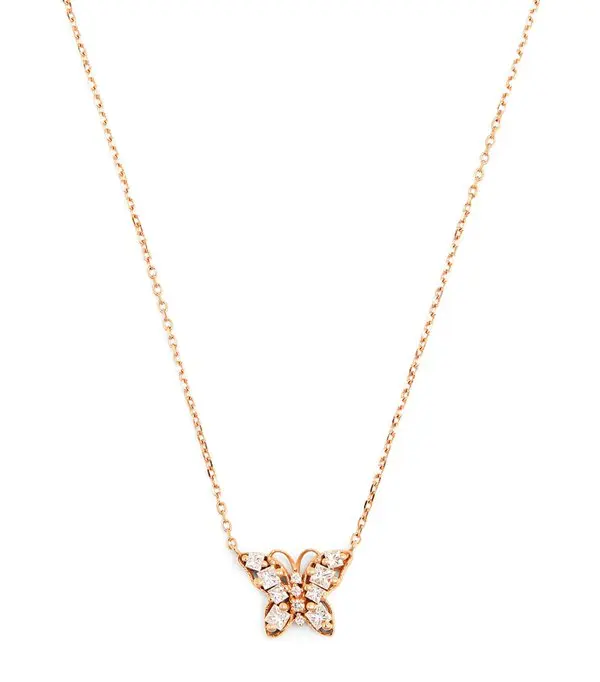 SUZANNE KALAN Mini Diamond Princess Butterfly Necklace - Rose Gold