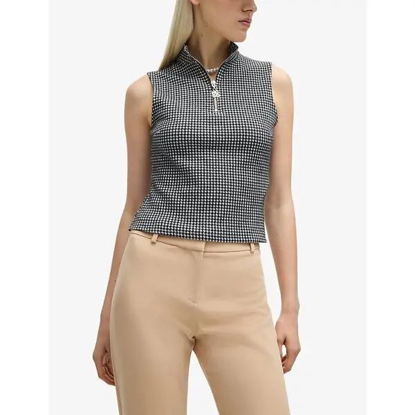 Hugo Jacquard Zip-neck Stretch-jersey Top