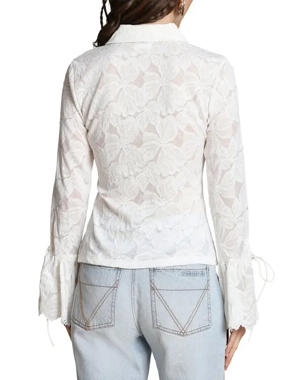 Tory Burch Flared Cuff Lace Blouse - White