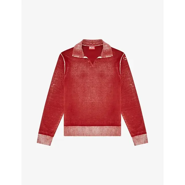 Diesel® K-Lorenzo Logo-Motif Open-Collar Cotton Jumper In 44r - 51