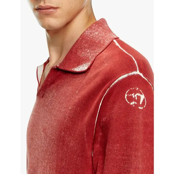 Diesel® K-Lorenzo Logo-Motif Open-Collar Cotton Jumper In 44r - 51