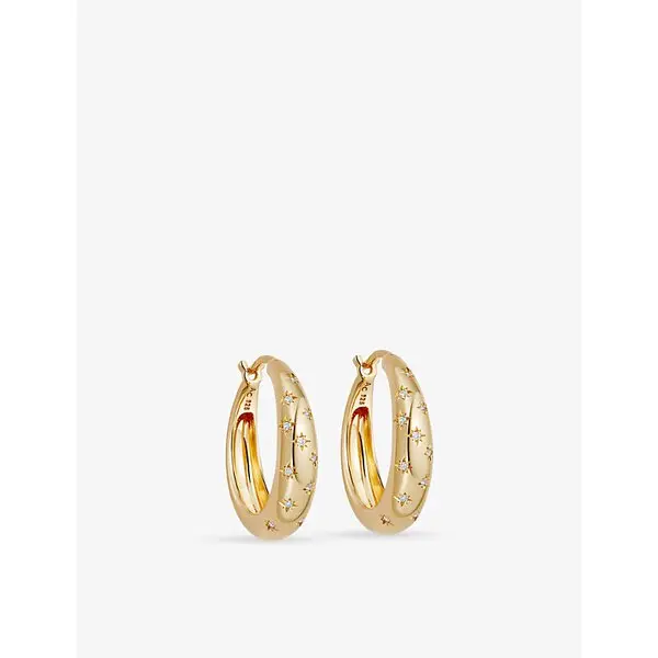 Astley Clarke Celestial White Sapphire Hoop Earrings - Yellow Gold Vermeil