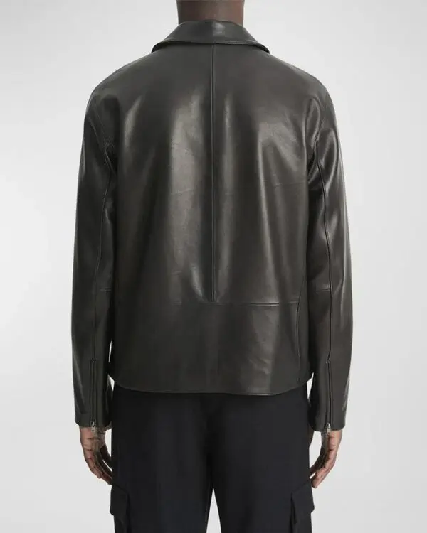 Vince Leather Zip-up Jacket - Black