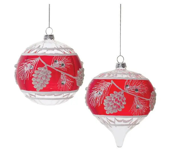 MELROSE Glittered Glass Pinecone Ornament - One-color