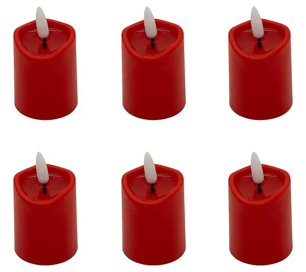 LUMABASE S/6 Battery Operated 3d Wick Flame Min I Pillars- Red - One-color
