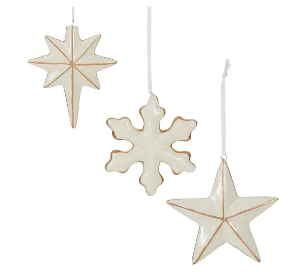MELROSE Ceramic Star And Snowflake Ornament - One-color