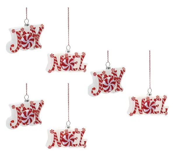 MELROSE Glass Peppermint Joy Noel Ornament - One-color