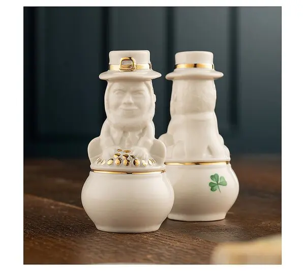 BELLEEK Pottery Leprechaun Salt & Pepper Shaker S