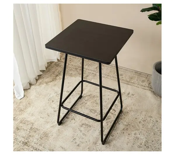 GLITZHOME Industrial Modern Bar Table With Steel Base