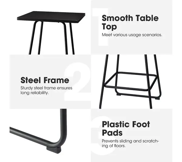 GLITZHOME Industrial Modern Bar Table With Steel Base